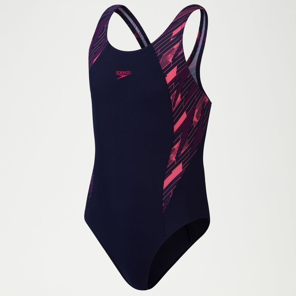 Speedo Hyperboom Splice Muscleback Swimsuit Girl's (Navy Pink ...